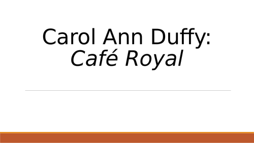 Duffy Mean Time: Cafe Royale | Teaching Resources