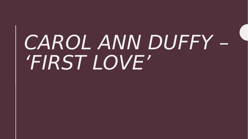 Duffy Mean Time: First Love | Teaching Resources