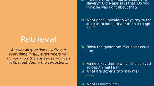 ANIMAL FARM RETRIEVAL/STARTERS | Teaching Resources