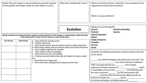 KS3 science evolution revision mind map | Teaching Resources