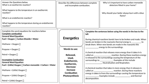 KS3 science energetics revision mind map | Teaching Resources
