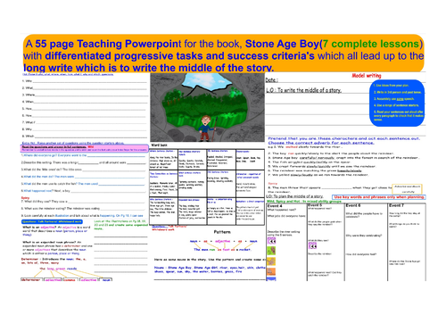 Stone Age Boy writing the story | Teaching Resources