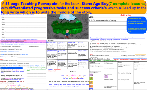 Stone Age Boy writing the story | Teaching Resources