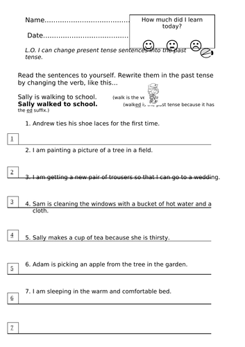 Change Present Tense To the Past Tense | Teaching Resources