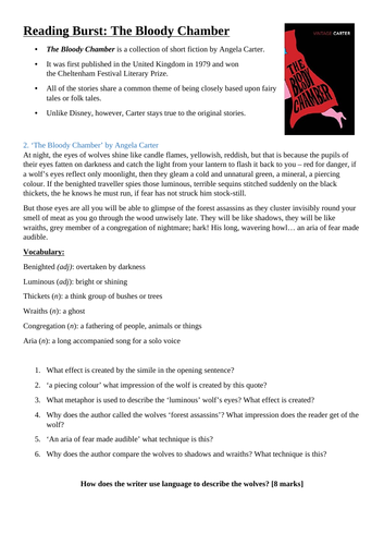 AQA English Language Paper 1: Q2 Company of Wolves | Teaching Resources