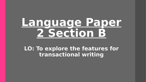 4 Transaction Writing Lessons (AQA) | Teaching Resources