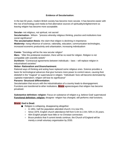 Belief Systems- Evidence of Secularisation | Teaching Resources