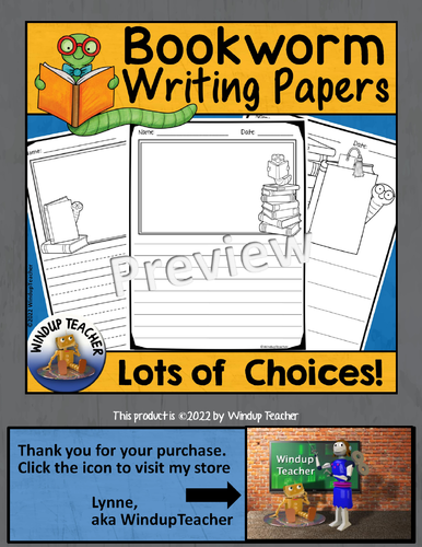 Bookworm Writing Papers | Teaching Resources