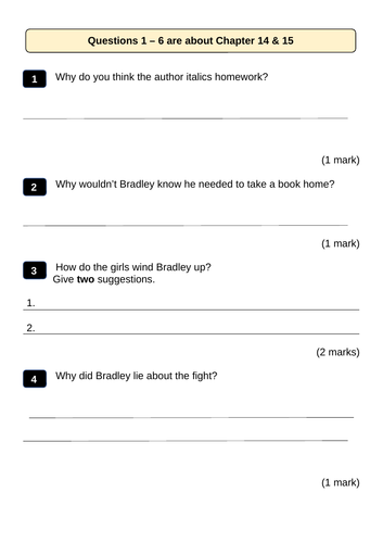 There's A Boy in the Girl's Bathroom SAT style reading questions and ...