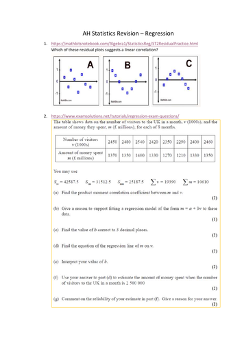 AH Statistics - Revision by Topic | Teaching Resources