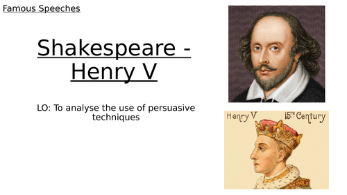 KS3 Famous Speeches: Shakespeare (Henry V) | Teaching Resources