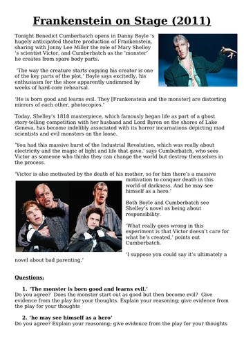 KS3: Frankenstein (Pullman Play) SOW | Teaching Resources