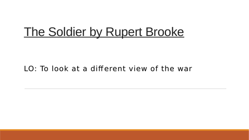 KS3: WW1 Poetry 'The Soldier' | Teaching Resources