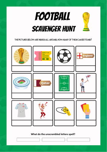FIFA World Cup Football Activity - Game Pack. 10X lesson filler ...