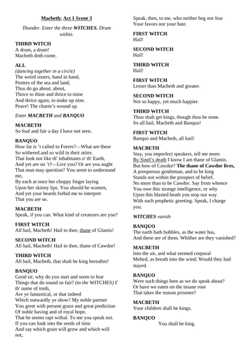 KS3: Macbeth Act 1 Scene 3 | Teaching Resources