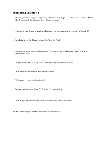 Tess of the D'Urbervilles Edexcel A-Level Full Scheme & Resources ...