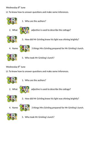 Year 2 - The Lighthouse Keepers Lunch - T4W | Teaching Resources