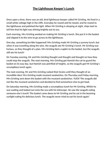 Year 2 - The Lighthouse Keepers Lunch - T4W | Teaching Resources