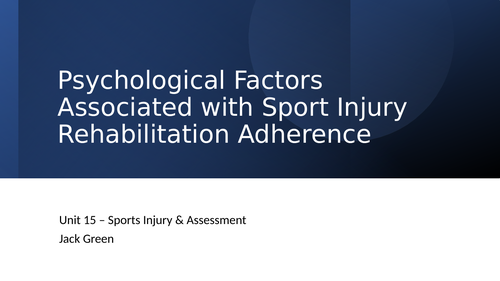 Unit 15 - Sports Injury and Assessment | Teaching Resources