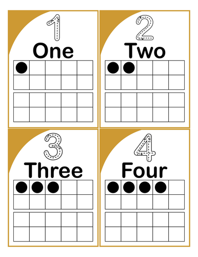 Number counting cards (tens frame style) | Teaching Resources