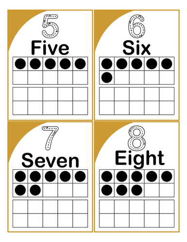 Number counting cards (tens frame style) | Teaching Resources
