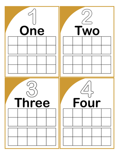 Number counting cards (tens frame style) | Teaching Resources