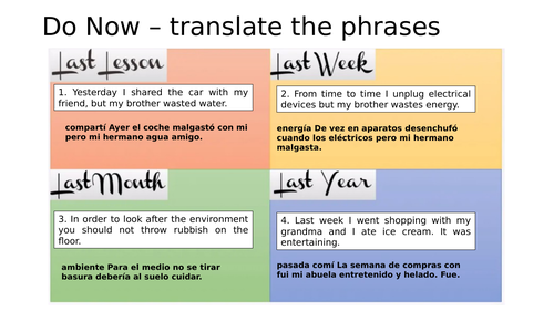 Y9 The environment-el medio ambiente | Teaching Resources