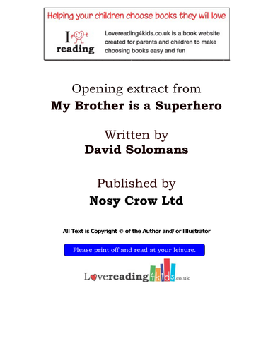 My Brother is a Superhero - Whole Class Reading Session! | Teaching ...