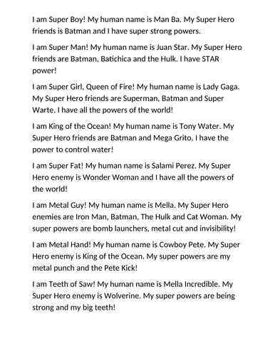 Super Heroes & Villains: Drama short script | Teaching Resources