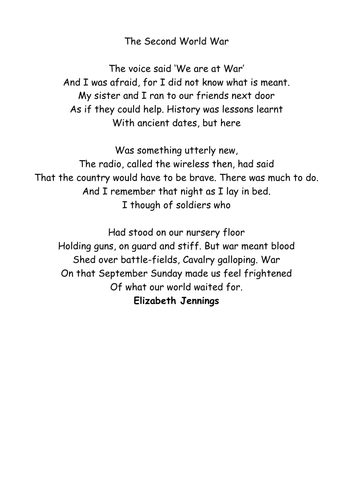 WWII Poetry | Teaching Resources