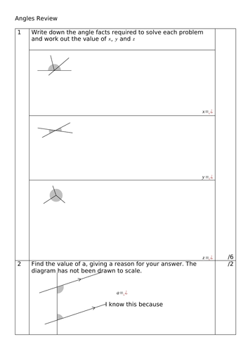 Angles Review | Teaching Resources