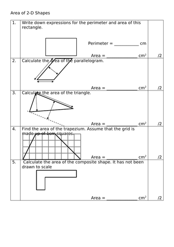 Area of 2D Shapes | Teaching Resources