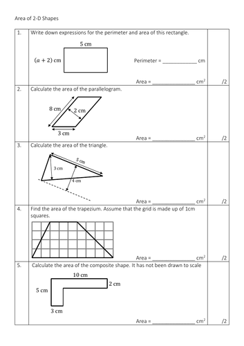 Area of 2D Shapes | Teaching Resources