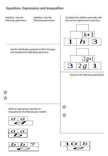 Equations, Expressions and Inequalities | Teaching Resources