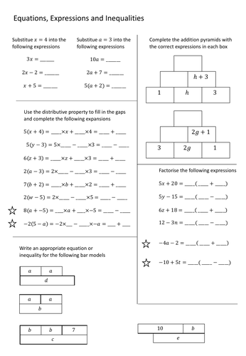 Equations Expressions And Inequalities Teaching Resources