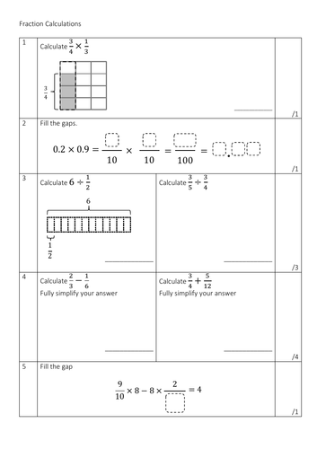 Fraction Calculations | Teaching Resources