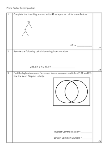 Prime Factor Decomposition | Teaching Resources