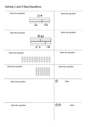Solving 1 and 2 Step Equations | Teaching Resources