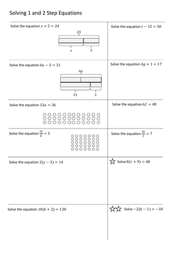 Solving 1 And 2 Step Equations Teaching Resources