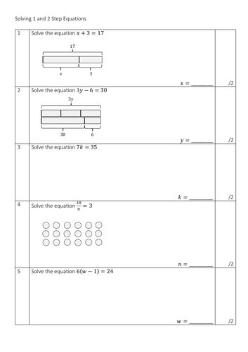 Solving 1 and 2 Step Equations | Teaching Resources