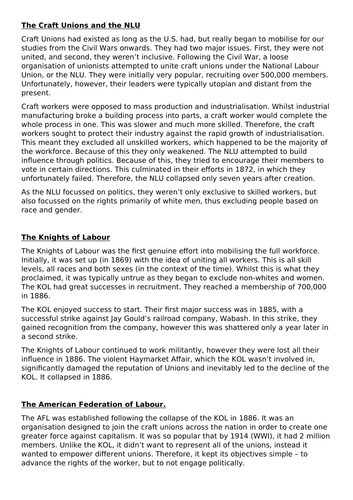 OCR - A-Level History Y319 - Labour and Trade Union Rights | Teaching ...