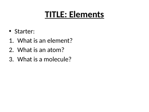 Elements | Teaching Resources