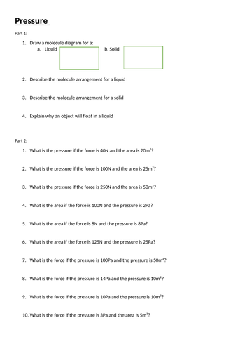 Pressure in solids and liquids | Teaching Resources