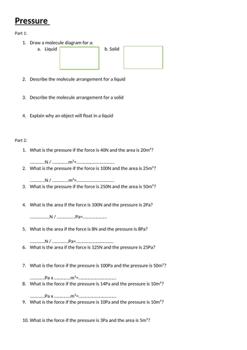 Pressure in solids and liquids | Teaching Resources