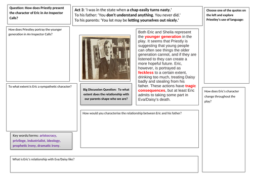 An Inspector Calls Character Worksheets | Teaching Resources