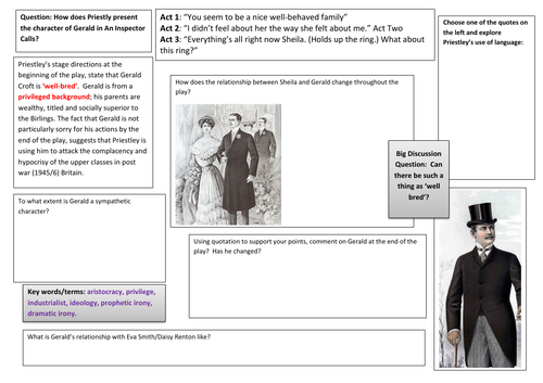An Inspector Calls Character Worksheets | Teaching Resources