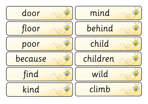 Year 2 Common Exception Words Bee Cards | Teaching Resources