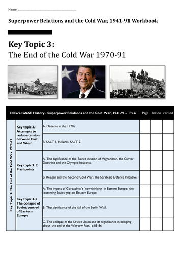 Edexcel 9-1 Superpower Relations and the Cold War KT3 Workbook: The End ...
