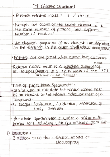 AQA Chemistry A level Atomic Structure A* Notes (PART 1) | Teaching ...