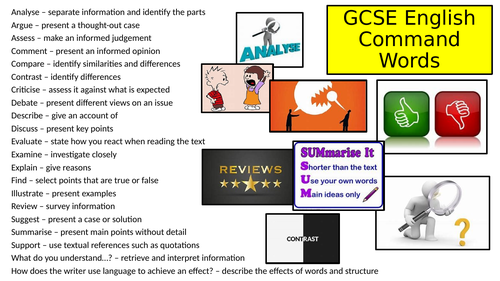 Gcse English Command Words Teaching Resources